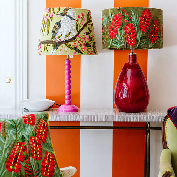 Glass Teardrop Lamp Base in Crimson – Pink Flamingo Interiors Pty Ltd