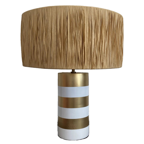 Striped Gold and White Lamp Base – Pink Flamingo Interiors Pty Ltd